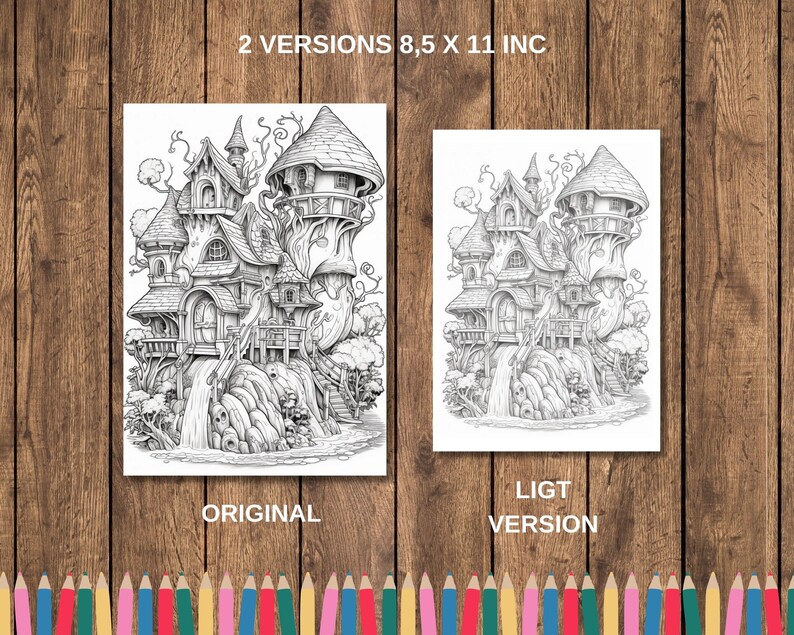 45 Fairy Homes Coloring Book, Printable PDF for Adults and Kids-haunted ...