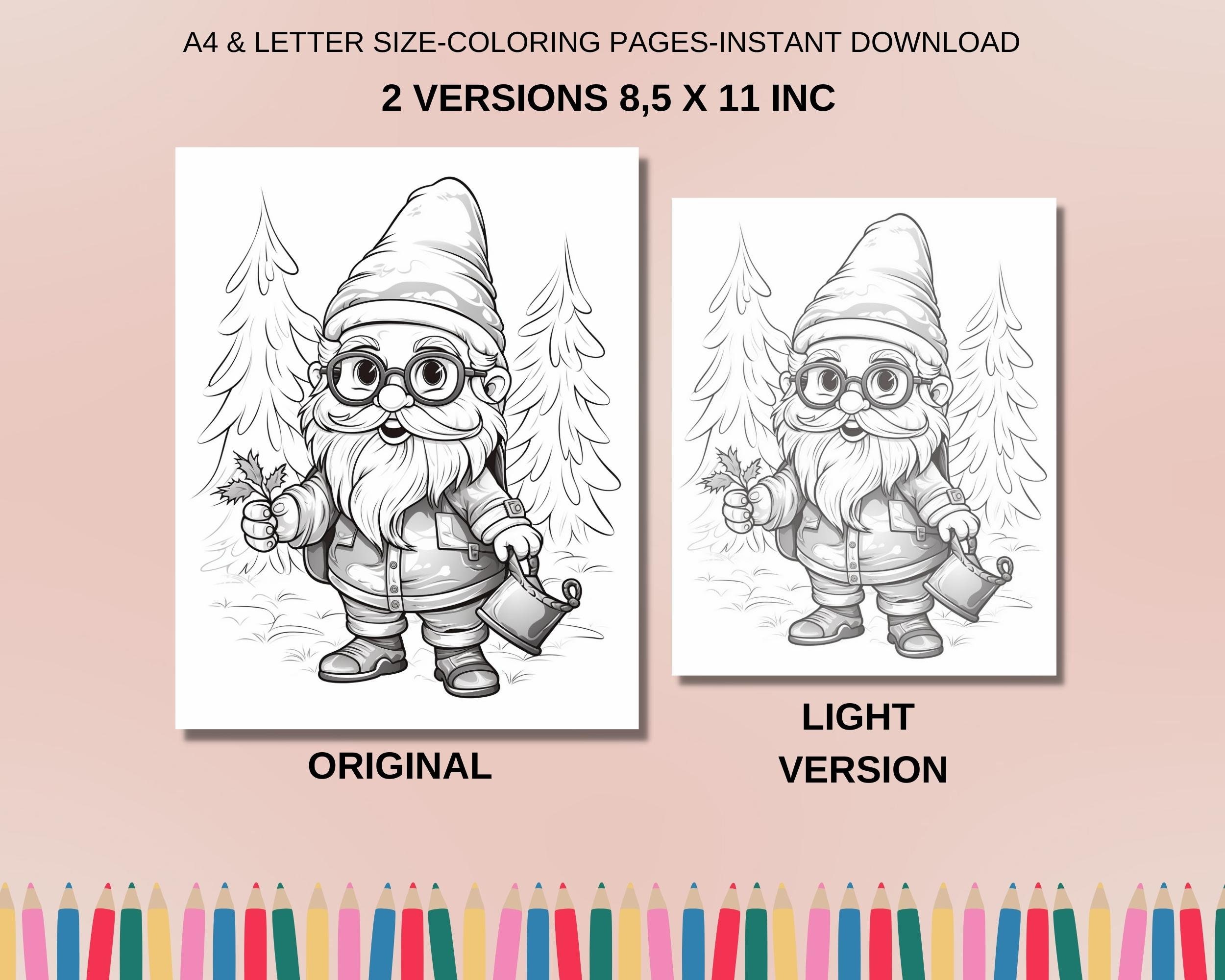 42 Christmas Gnomes Coloring Book Pages, Xmas Noel Gnome Coloring Pages ...