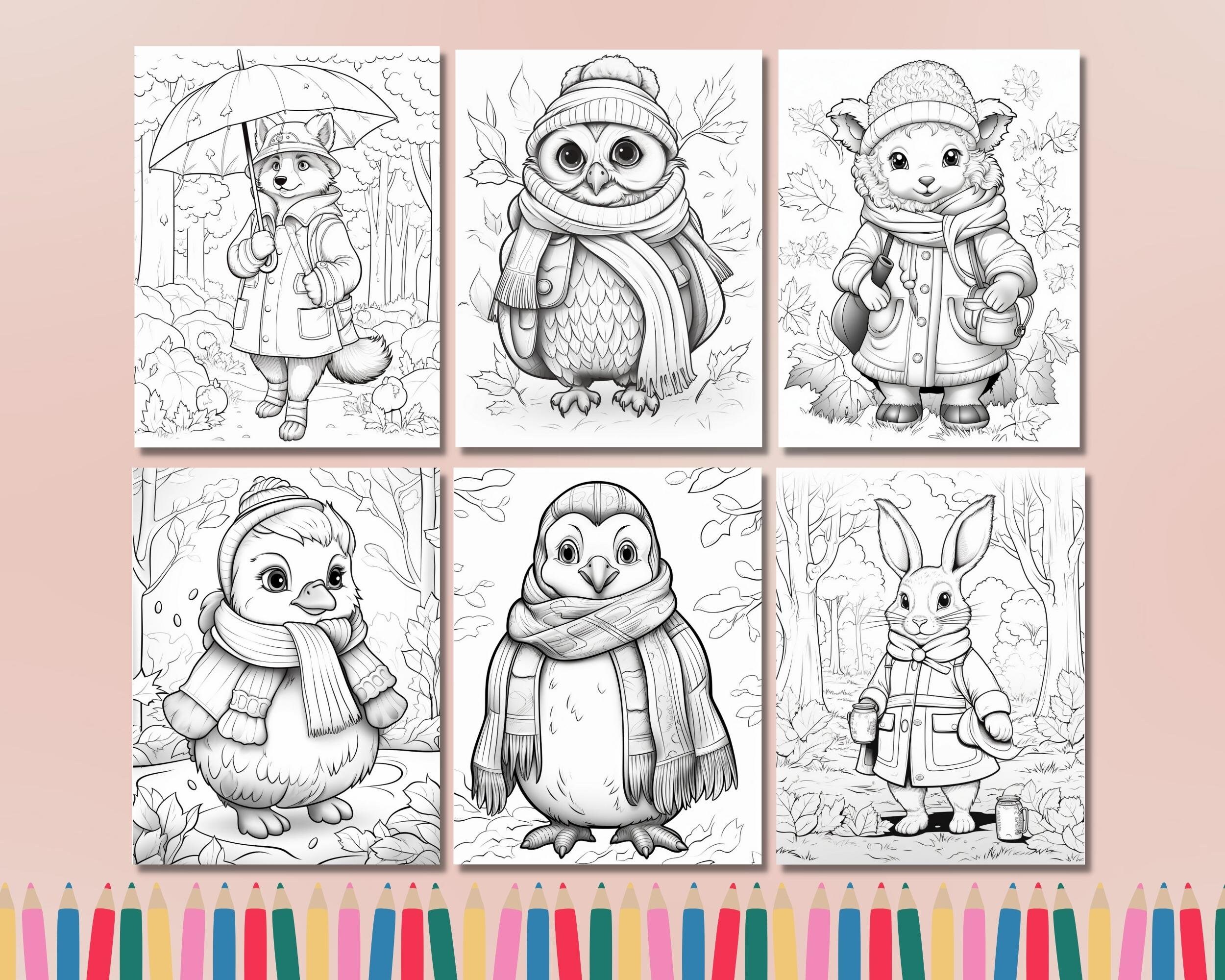 70 Fall Animals Coloring Book, Printable Fall Coloring Pages , Autumn ...