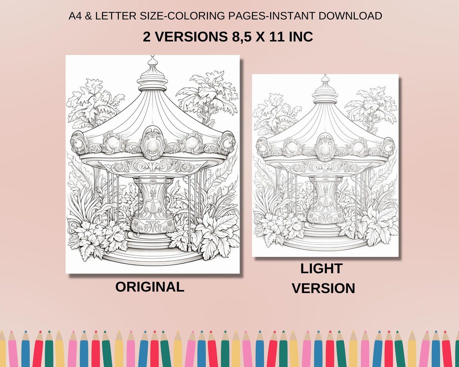 50 Bloming Carousel Coloring Book Pages Carousel Horse Coloring Sheets ...