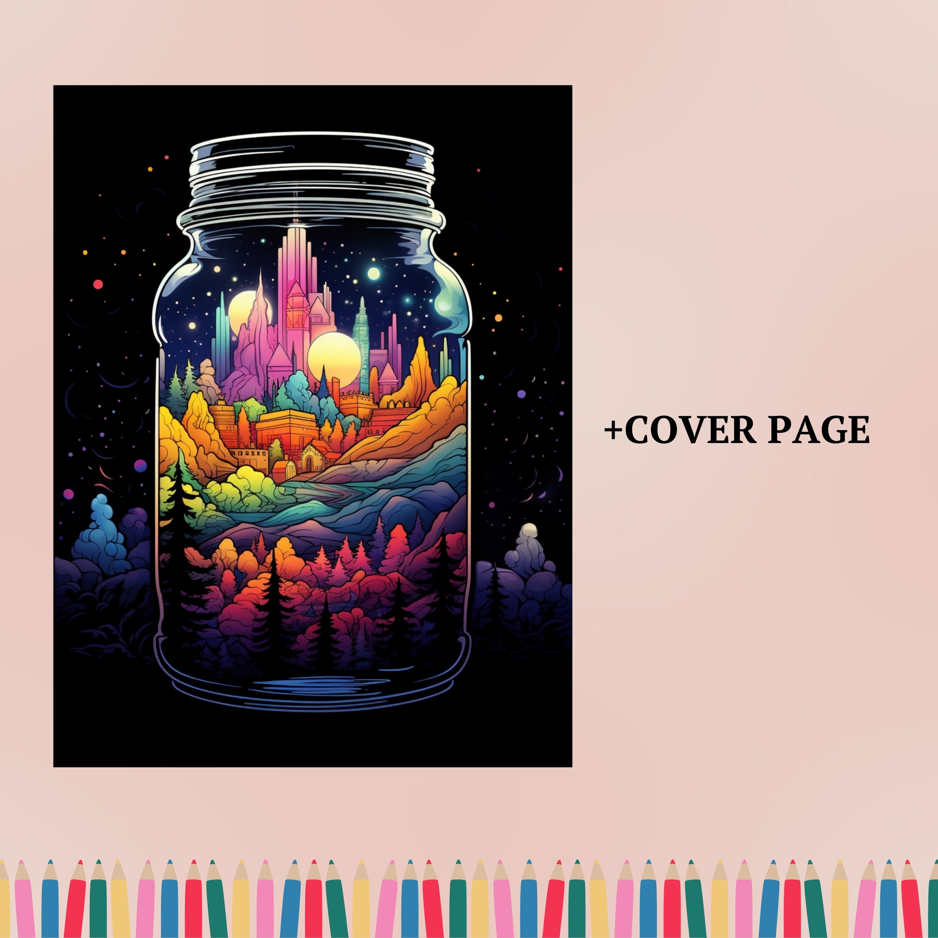 60 Fantasy Jars Coloring Book Pages, Magical Landscape Coloring Pages ...