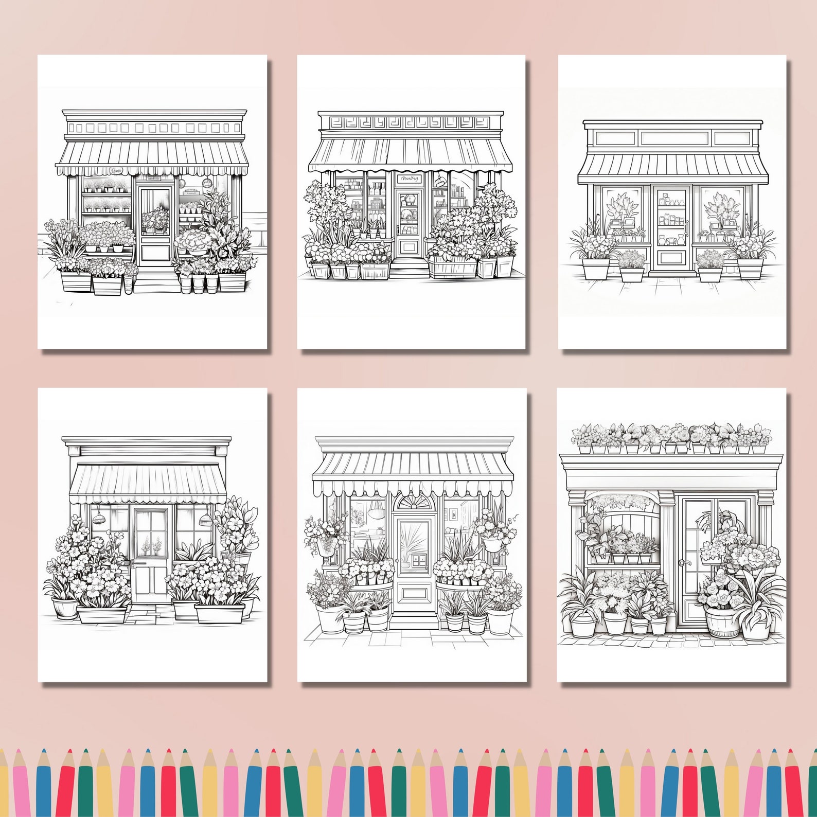 40 Flower Shop Coloring Pages, Flower Storefront Coloring Sheets ...