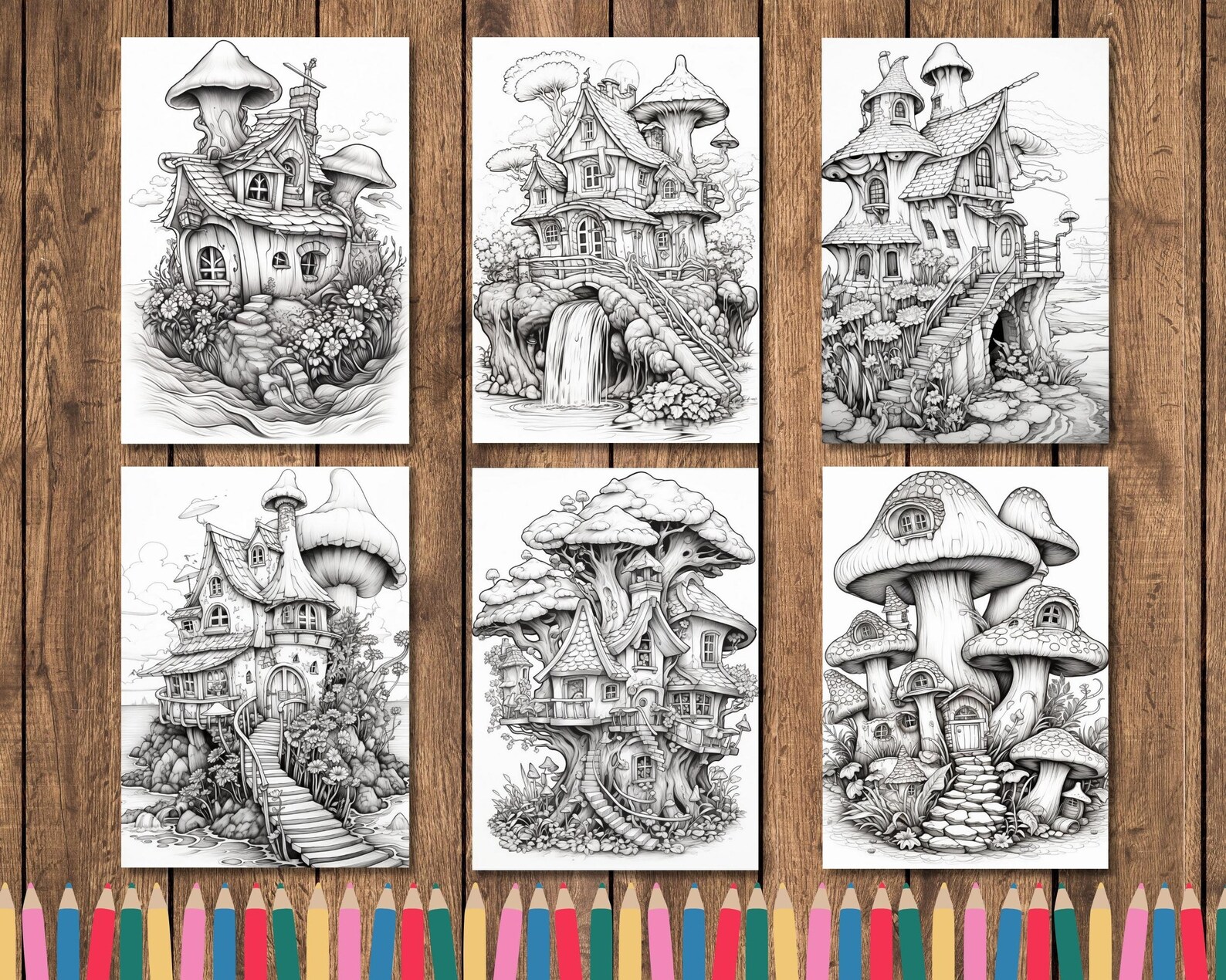45 Fairy Homes Coloring Book, Printable PDF for Adults and Kids-haunted ...