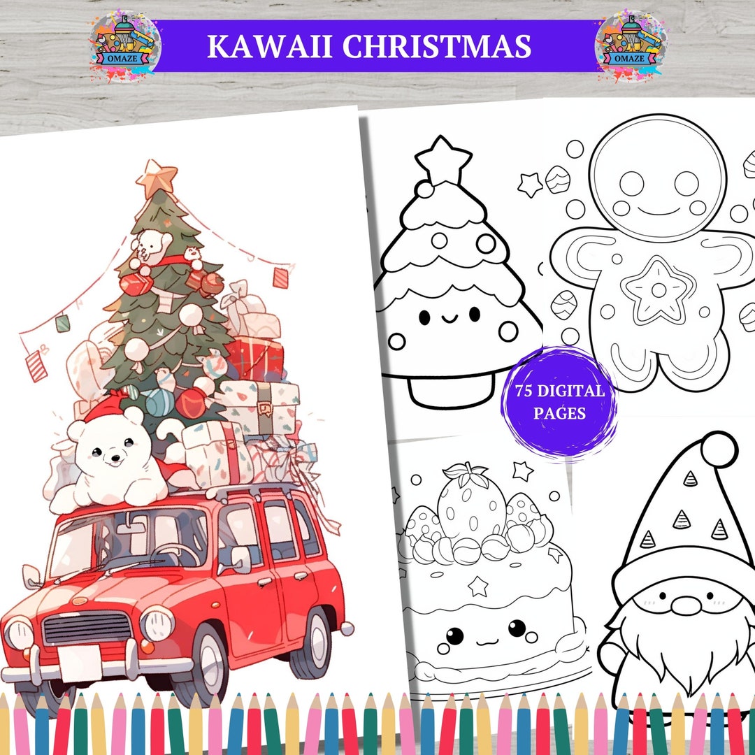 75 Kawaii Christmas Coloring Pages, Xmas Kawaii Santa Coloring Pages ...