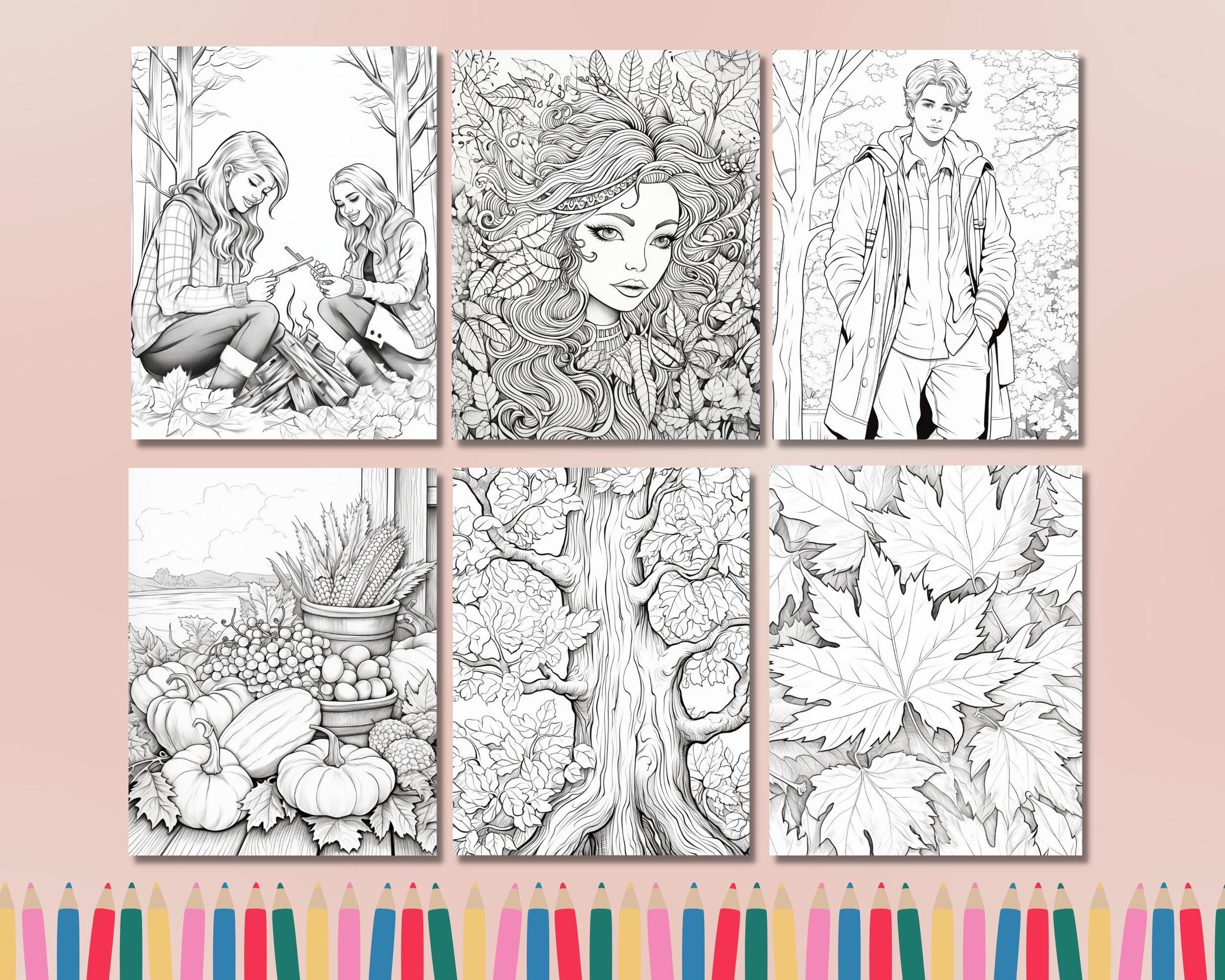 120 Autumn Coloring Pages Fall Coloring Stress Relief - Etsy