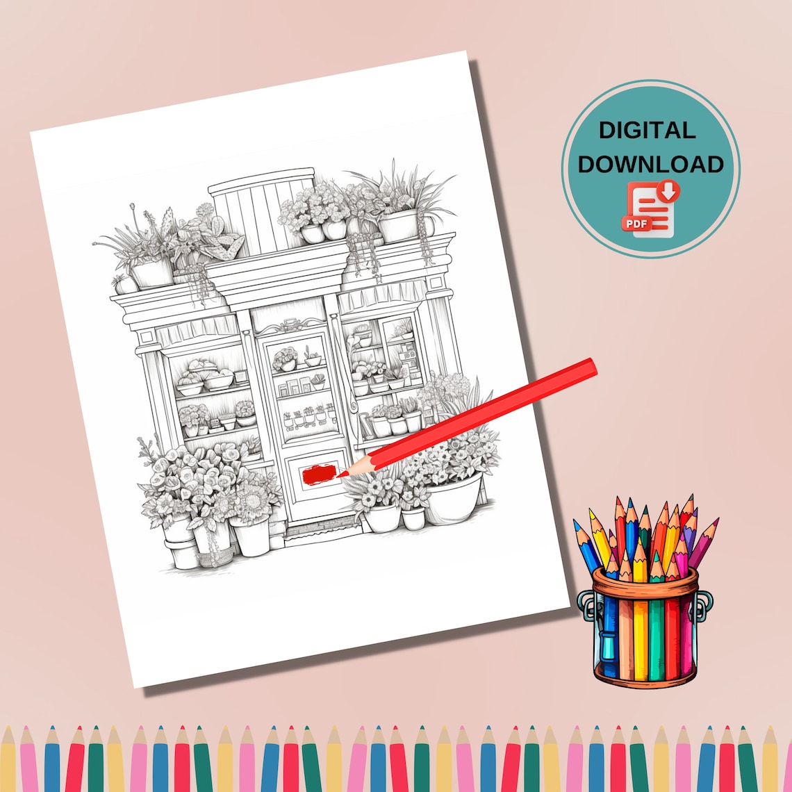 40 Flower Shop Coloring Pages, Flower Storefront Coloring Sheets ...