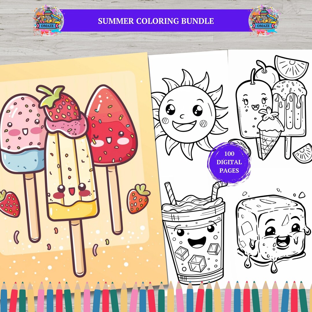 100 Summer Kawaii Coloring Book Pages, Cute Coloring Pages, Anime ...