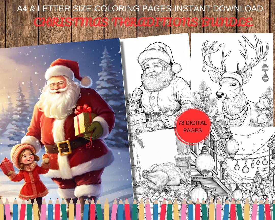 Christmas Traditions Coloring Book, Christmas Coloring Pages, Christmas ...