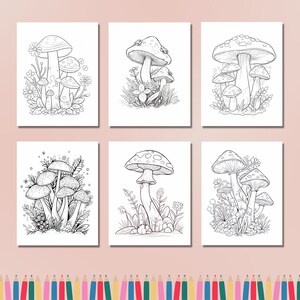 35 Blooming Mushrooms Coloring Book Pages, Fantasy Floral, Mushroom ...
