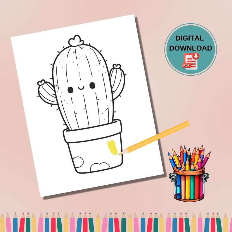 50 Kawaii Cactus Coloring Pages Cute Cactus and Plants Cute Coloring ...
