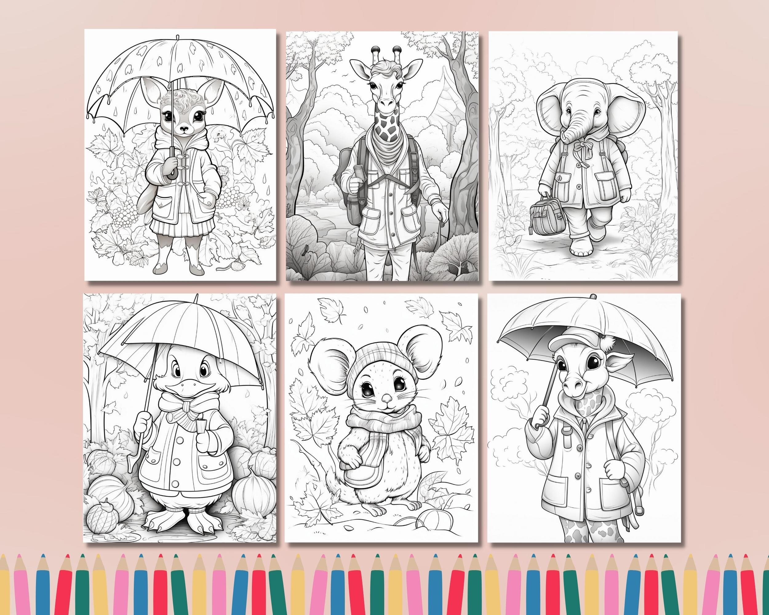 70 Fall Animals Coloring Book, Printable Fall Coloring Pages , Autumn ...