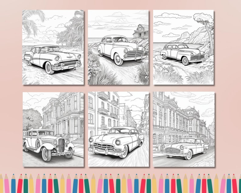 60 Old Cars Coloring Pages Adults Kids Coloring Pages, Antique Car ...