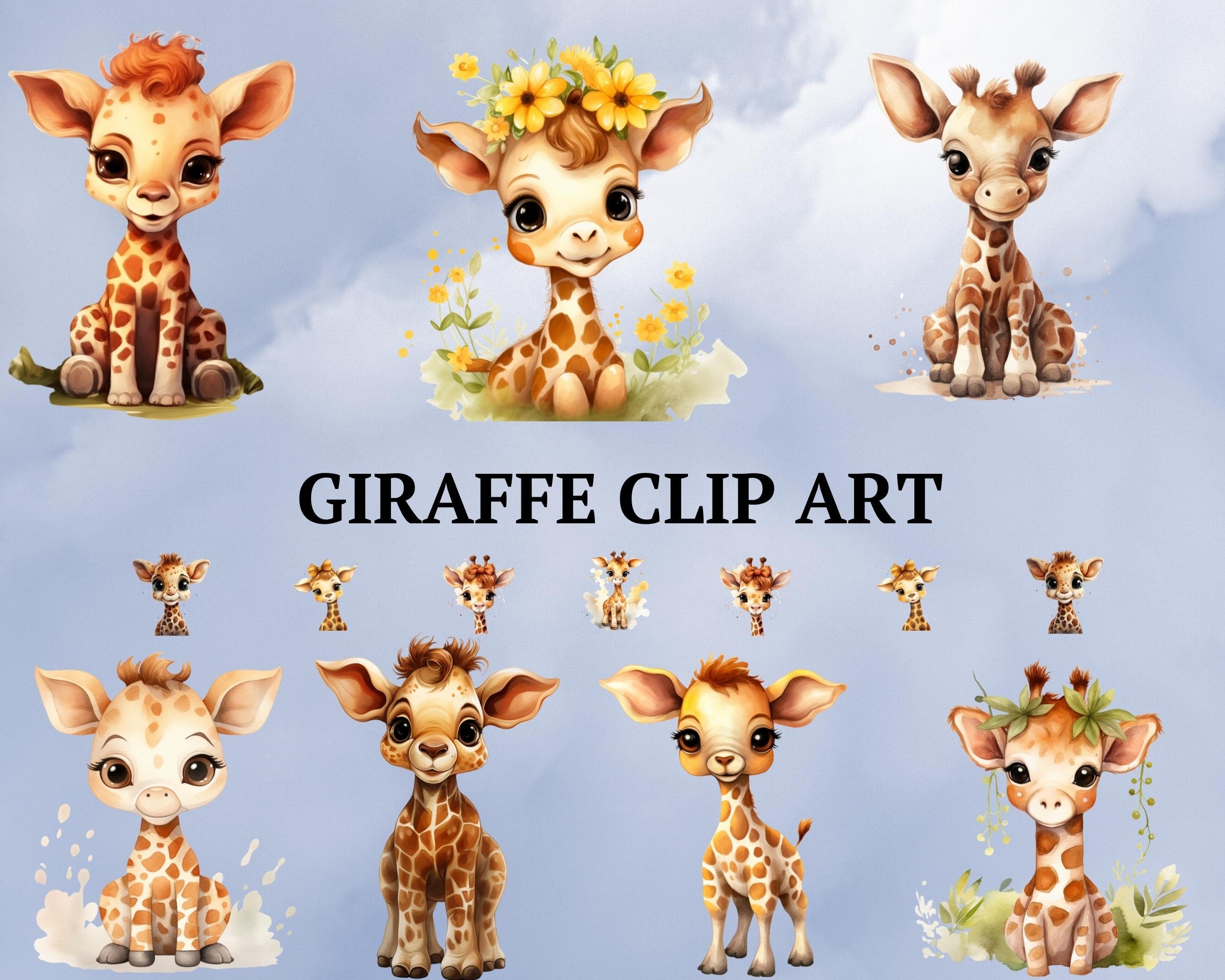 28 Watercolor Cute Baby Giraffe Clipart, Baby Giraffe PNG, Clip Art for ...