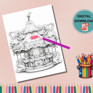 50 Bloming Carousel Coloring Book Pages Carousel Horse Coloring Sheets ...