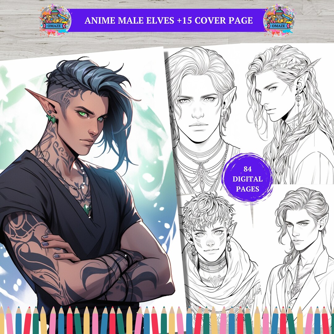 85 Anime Male Elves Coloring Book Pages Handsome Coloring, Handsome ...