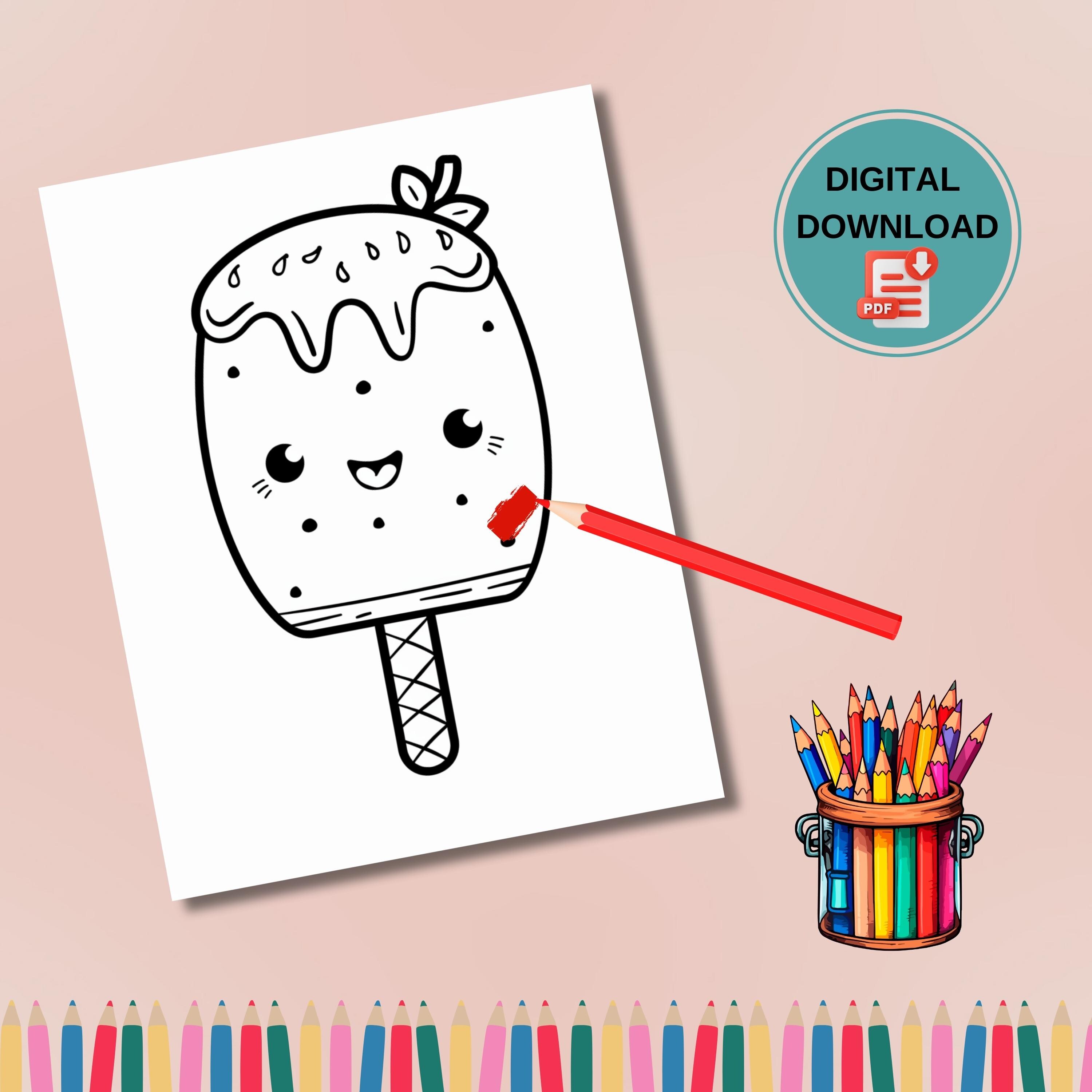 100 Summer Kawaii Coloring Book Pages, Cute Coloring Pages, Anime ...