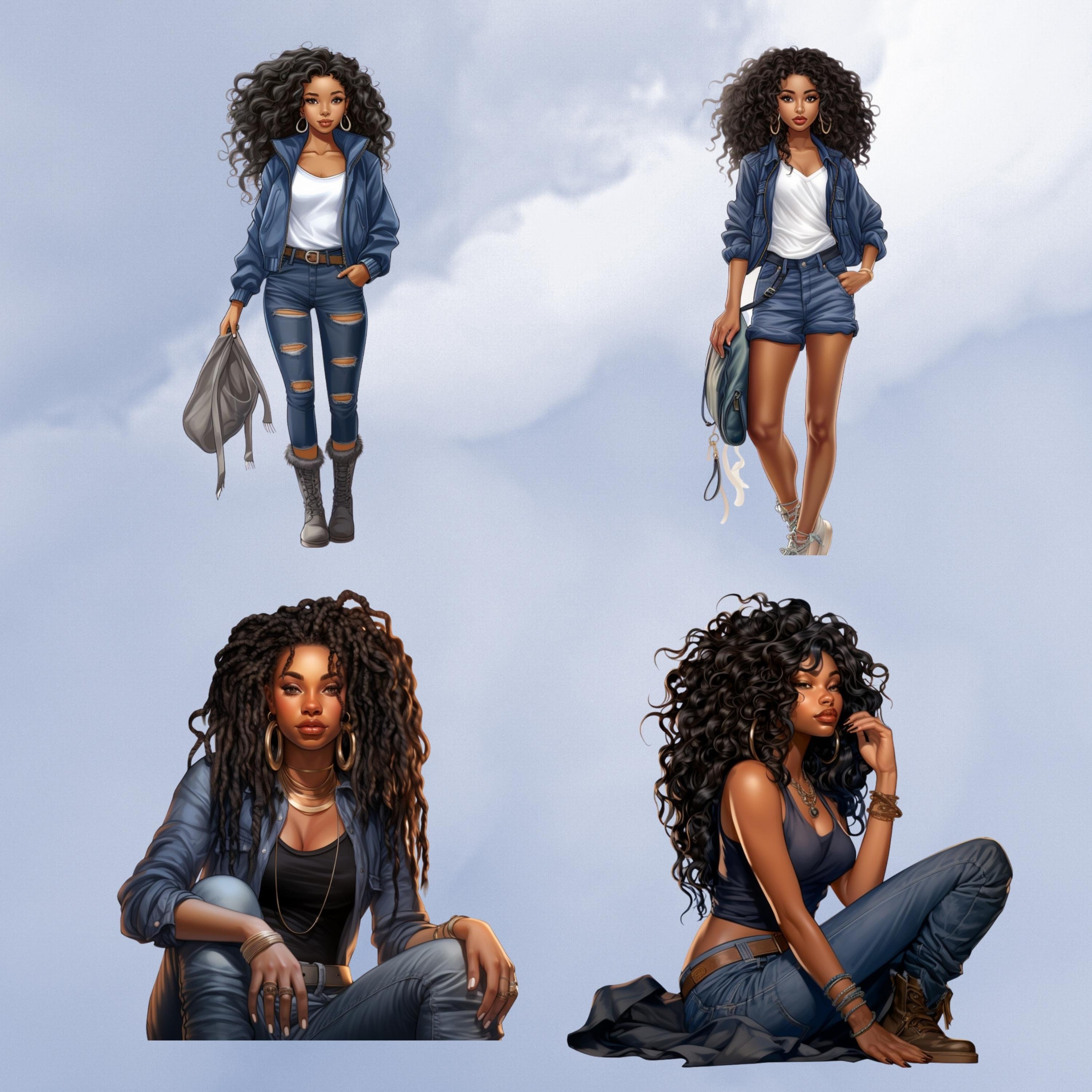 43 Denim Girl Clipart, Jeans Girl ,curvy Denim Girl Clipart, Fashion ...