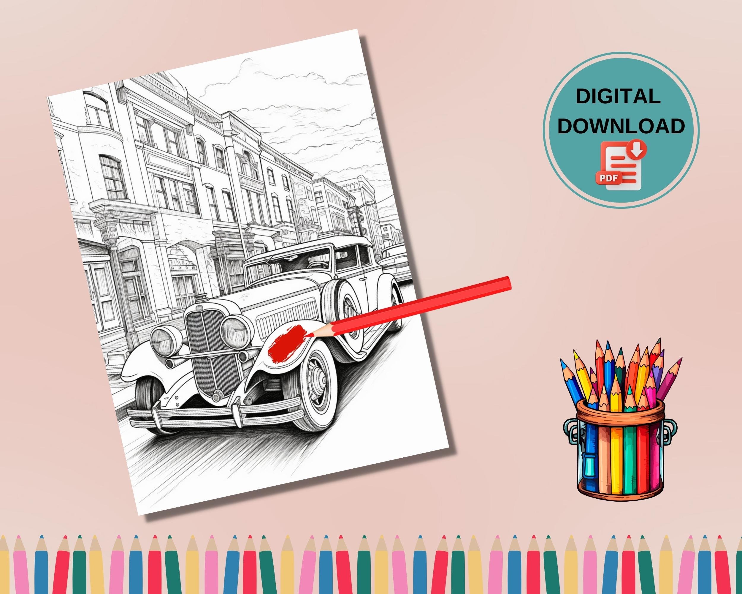 60 Old Cars Coloring Pages Adults Kids Coloring Pages, Antique Car ...