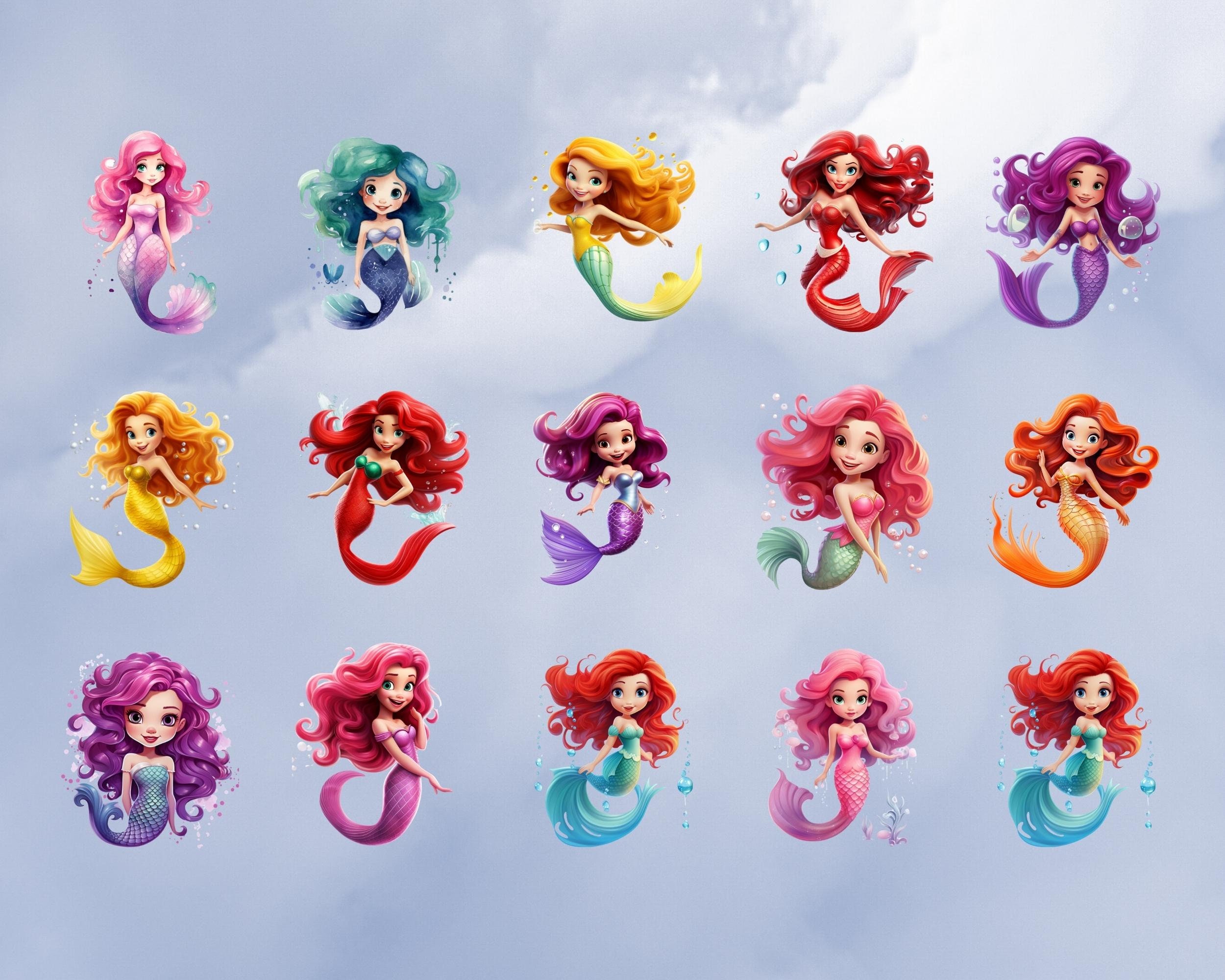30 Mermaid Clipart Bundle Watercolor Cute Mermaid Clipart - Etsy