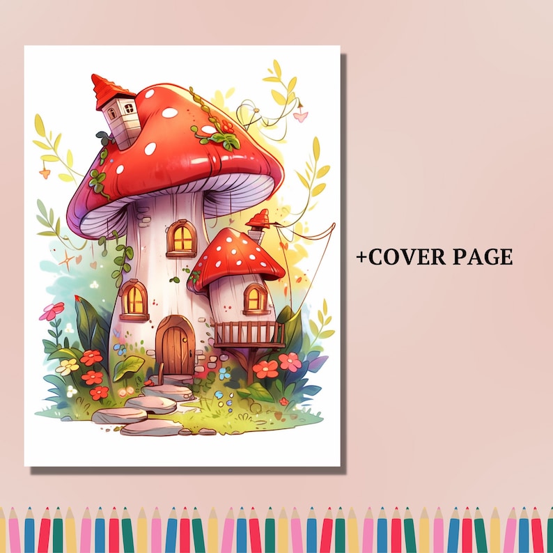 30 Mushroom Houses Coloring Page , Blooming Mushrooms, Coloring Book ...