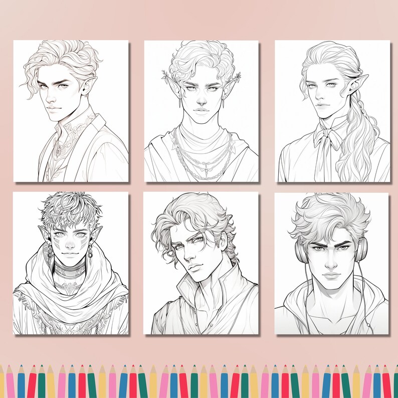 85 Anime Male Elves Coloring Book Pages Handsome Coloring, Handsome ...