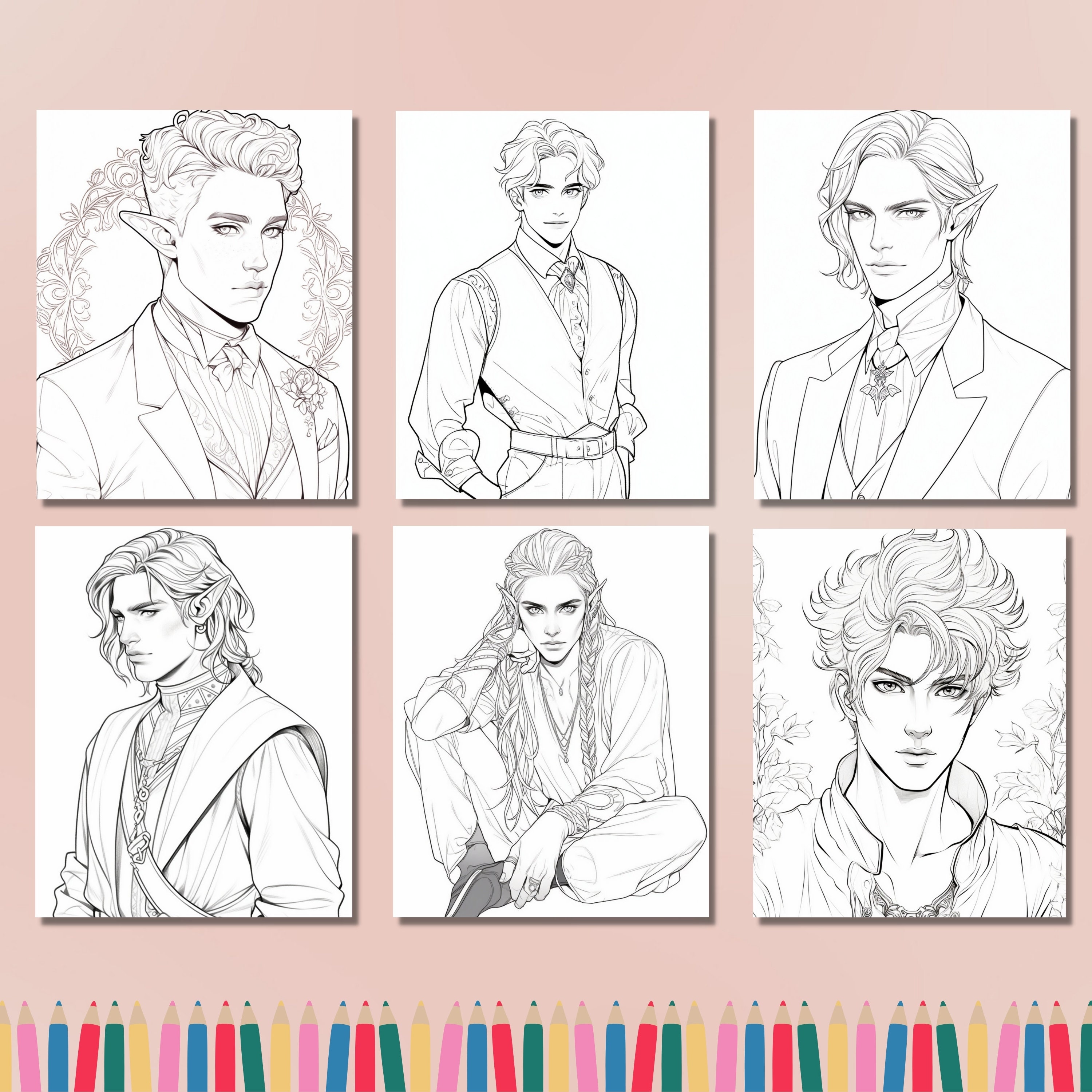 85 Anime Male Elves Coloring Book Pages Handsome Coloring, Handsome ...