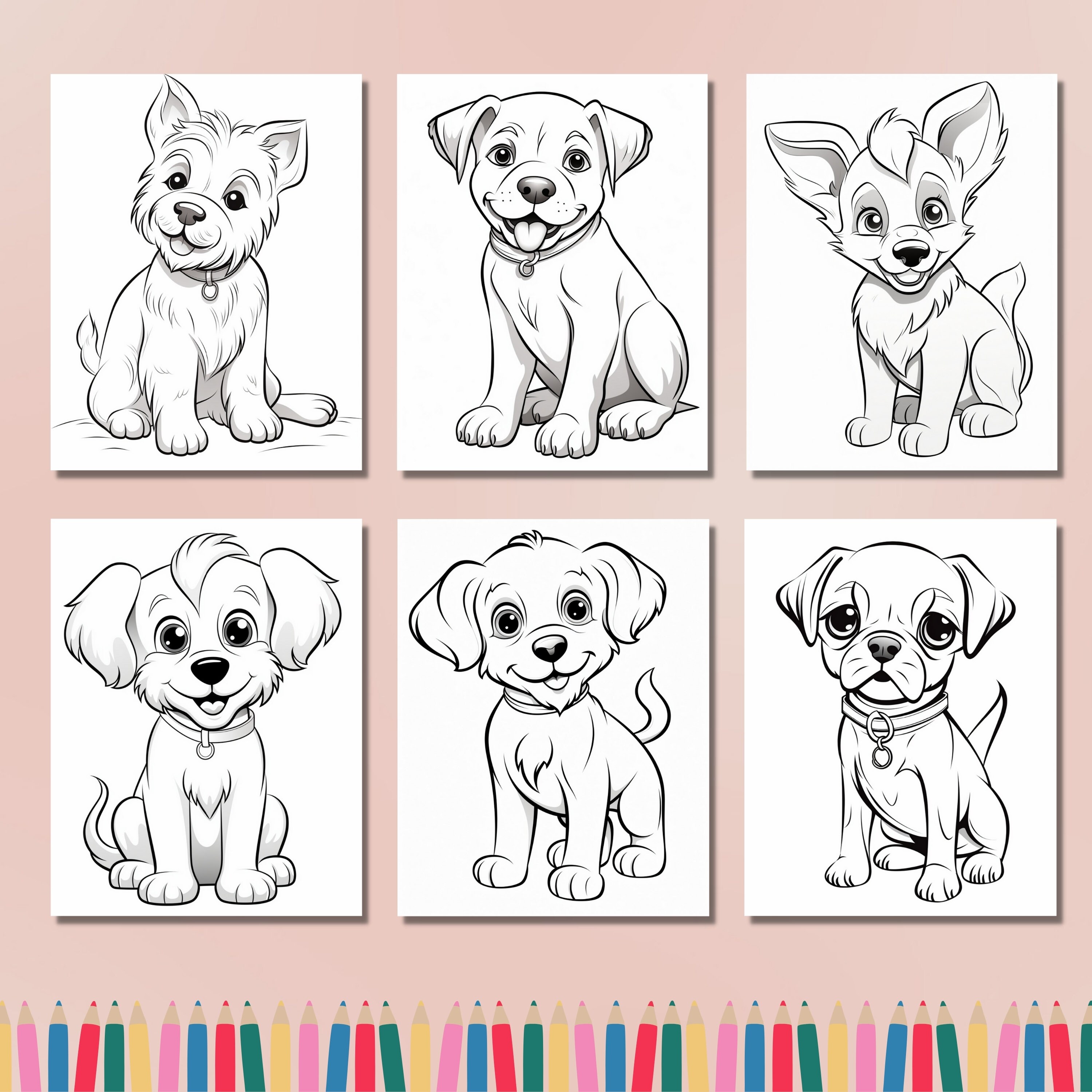 30 Easy Dog Coloring Pages for Kids Toddlers Kawaii Animal Preschoolers ...