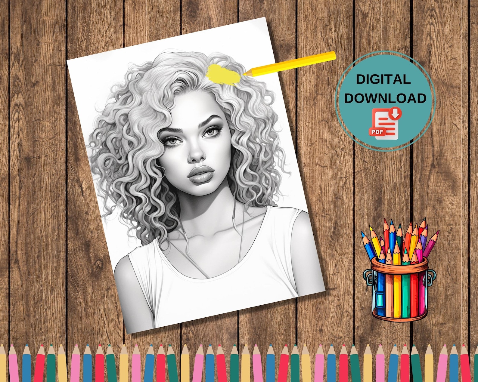 40 Beautiful Women Coloring Pages for Adults Grayscale Coloring Books ...