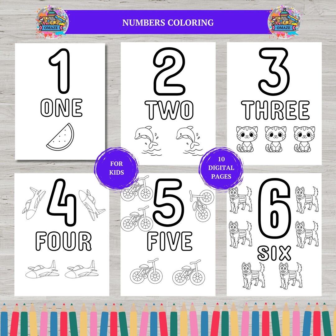 Number Coloring Pages 1-10 Printable Prek Worksheets Coloring Book Page ...