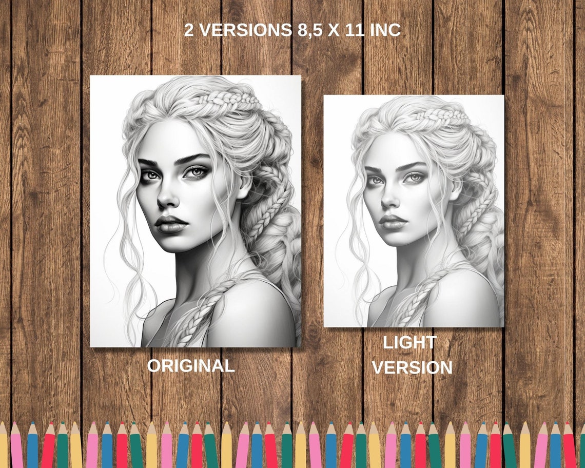40 Beautiful Women Coloring Pages for Adults Grayscale Coloring Books ...