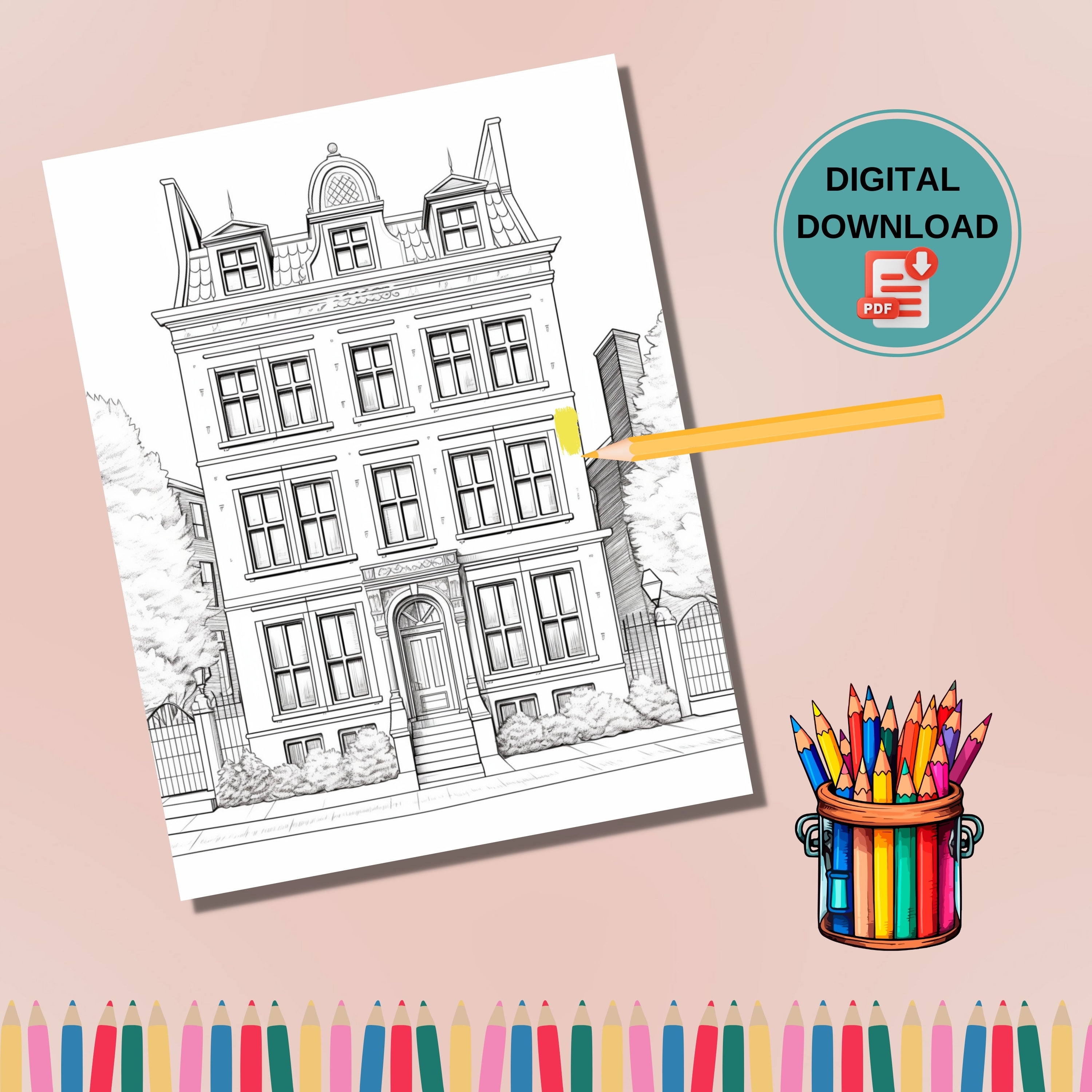 60 Townhouse House Coloring Book Pages, Cute Townhouse Coloring Pages ...