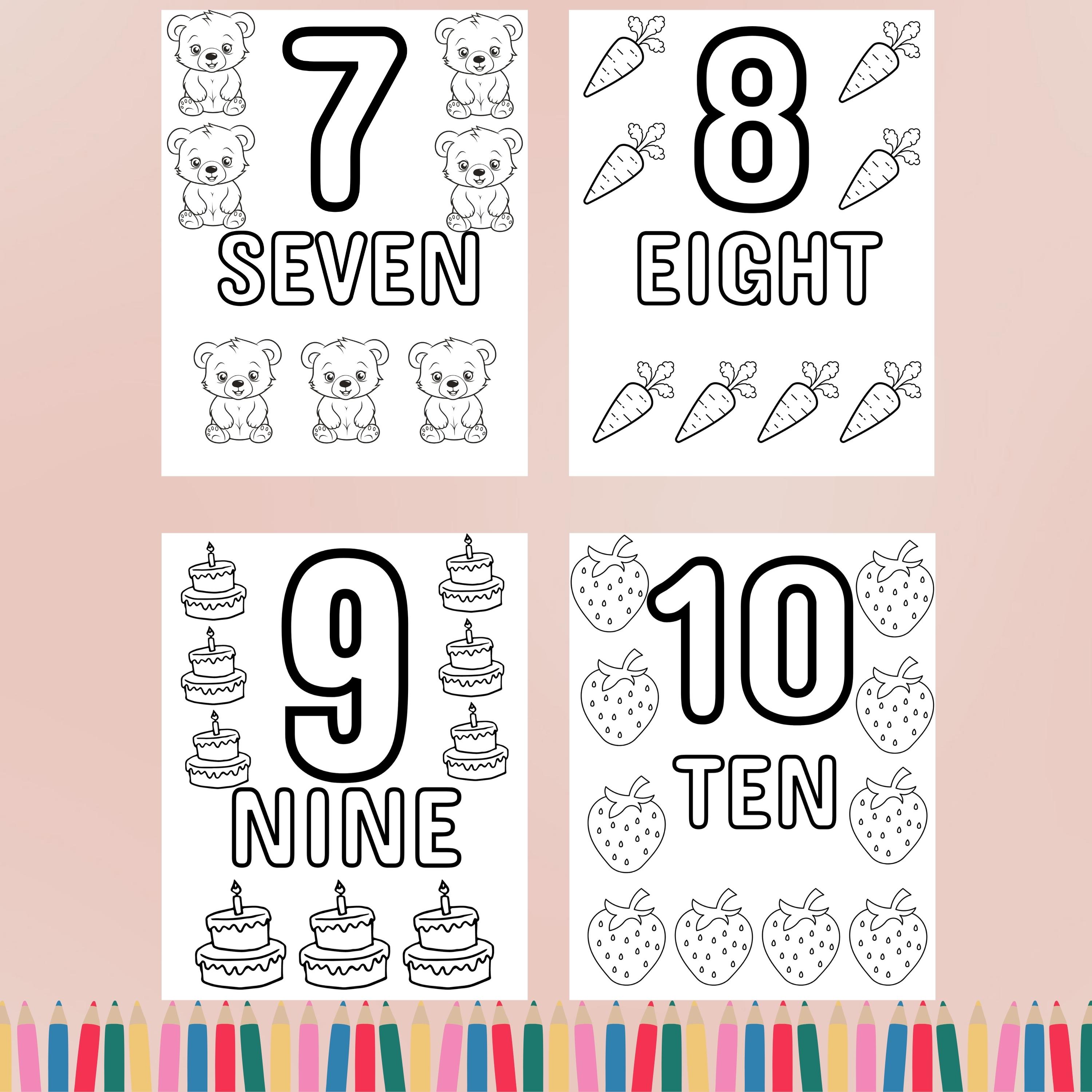 Number Coloring Pages 1-10 Printable Prek Worksheets Coloring Book Page ...