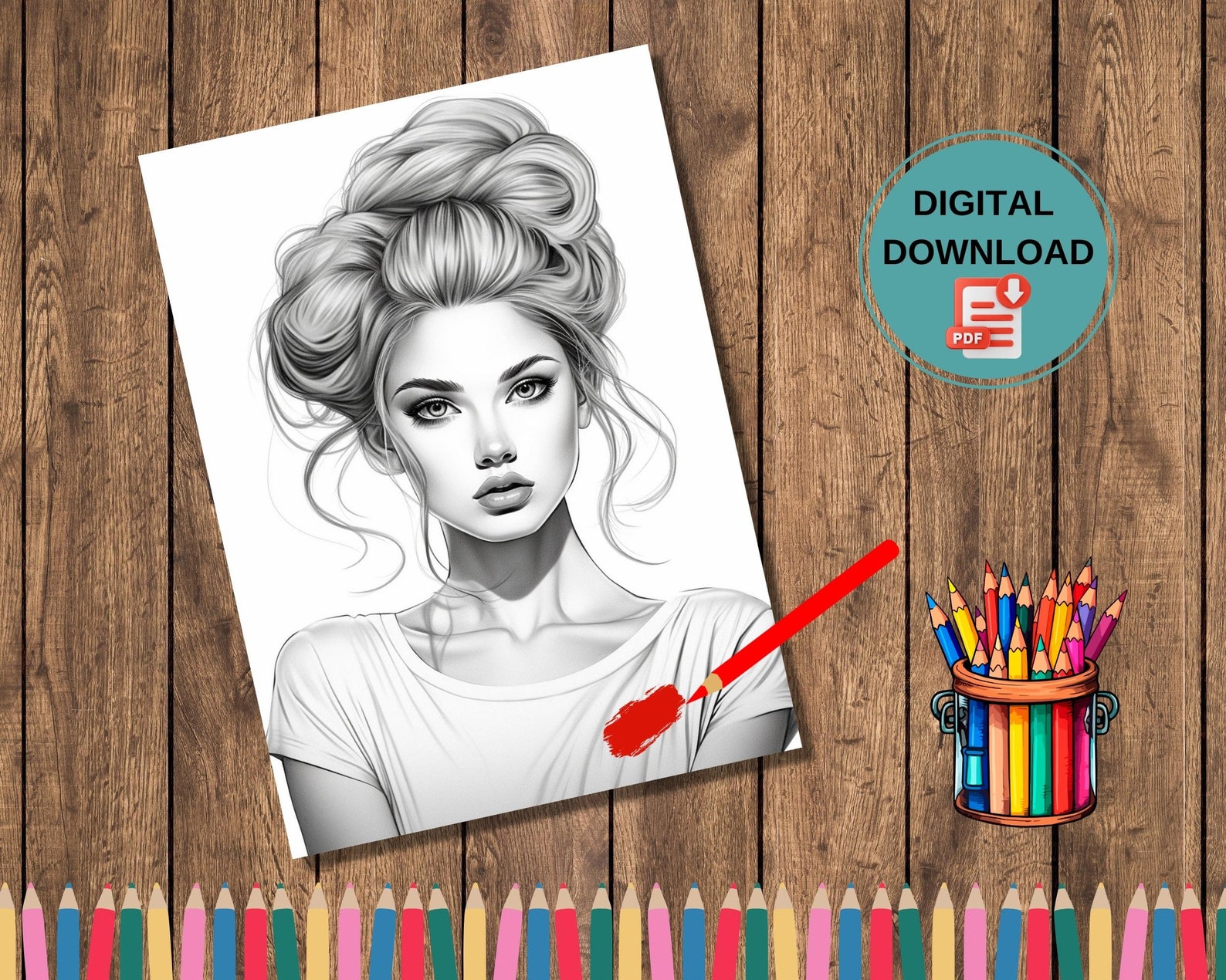 40 Beautiful Women Coloring Pages for Adults Grayscale Coloring Books ...