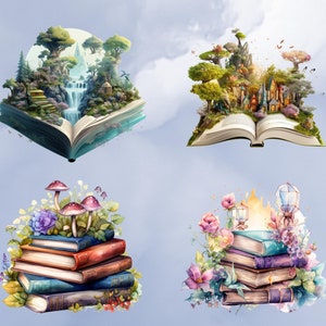 42 PNG Watercolor Fantasy Books Clipart, Book Clipart Bundle PNG ...