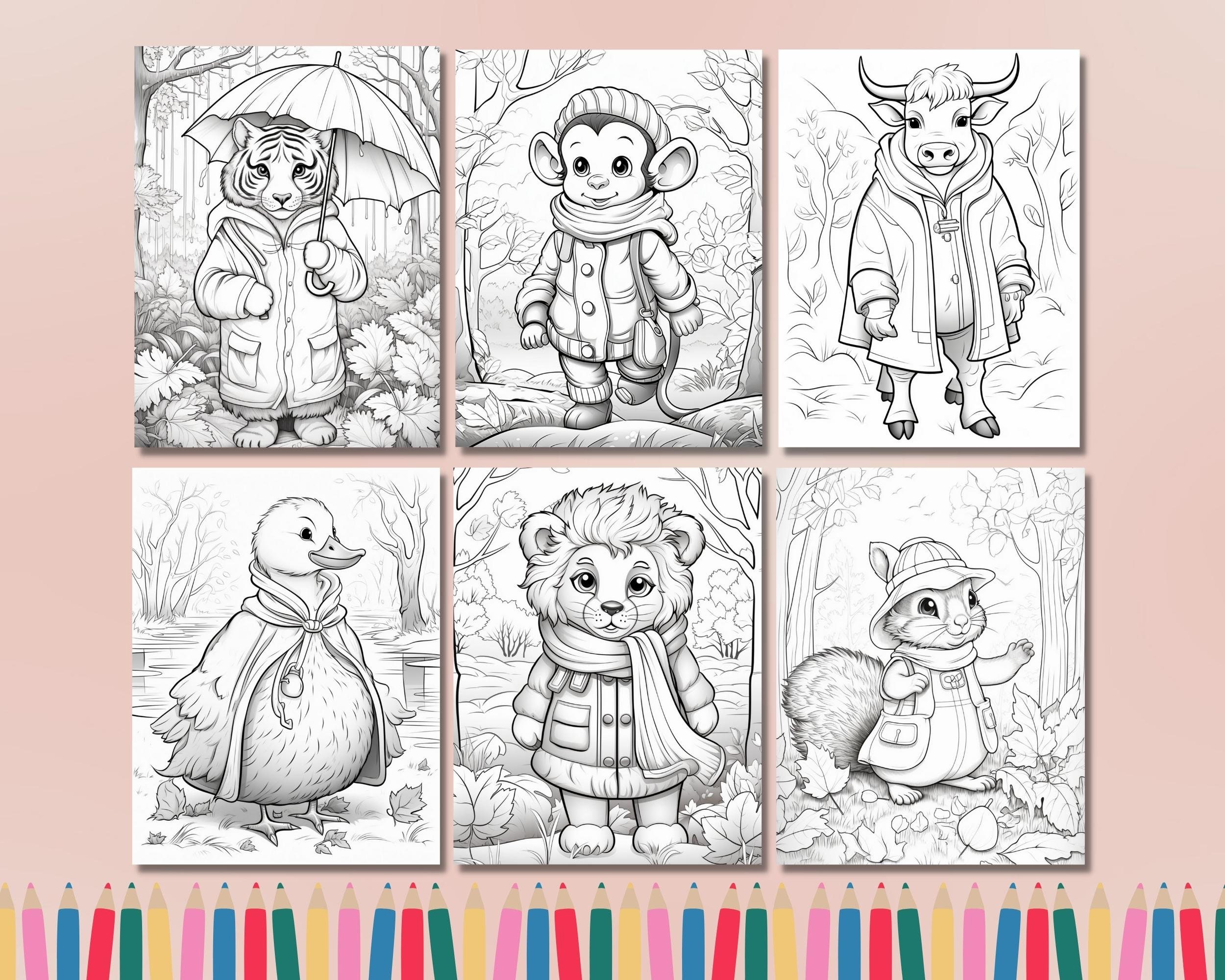 70 Fall Animals Coloring Book, Printable Fall Coloring Pages , Autumn ...