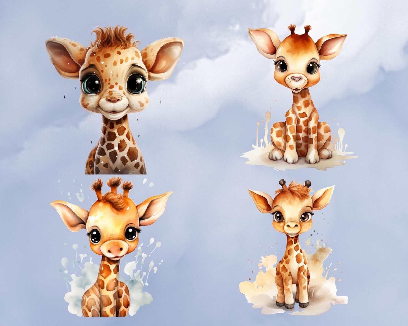 28 Watercolor Cute Baby Giraffe Clipart Baby Giraffe PNG - Etsy