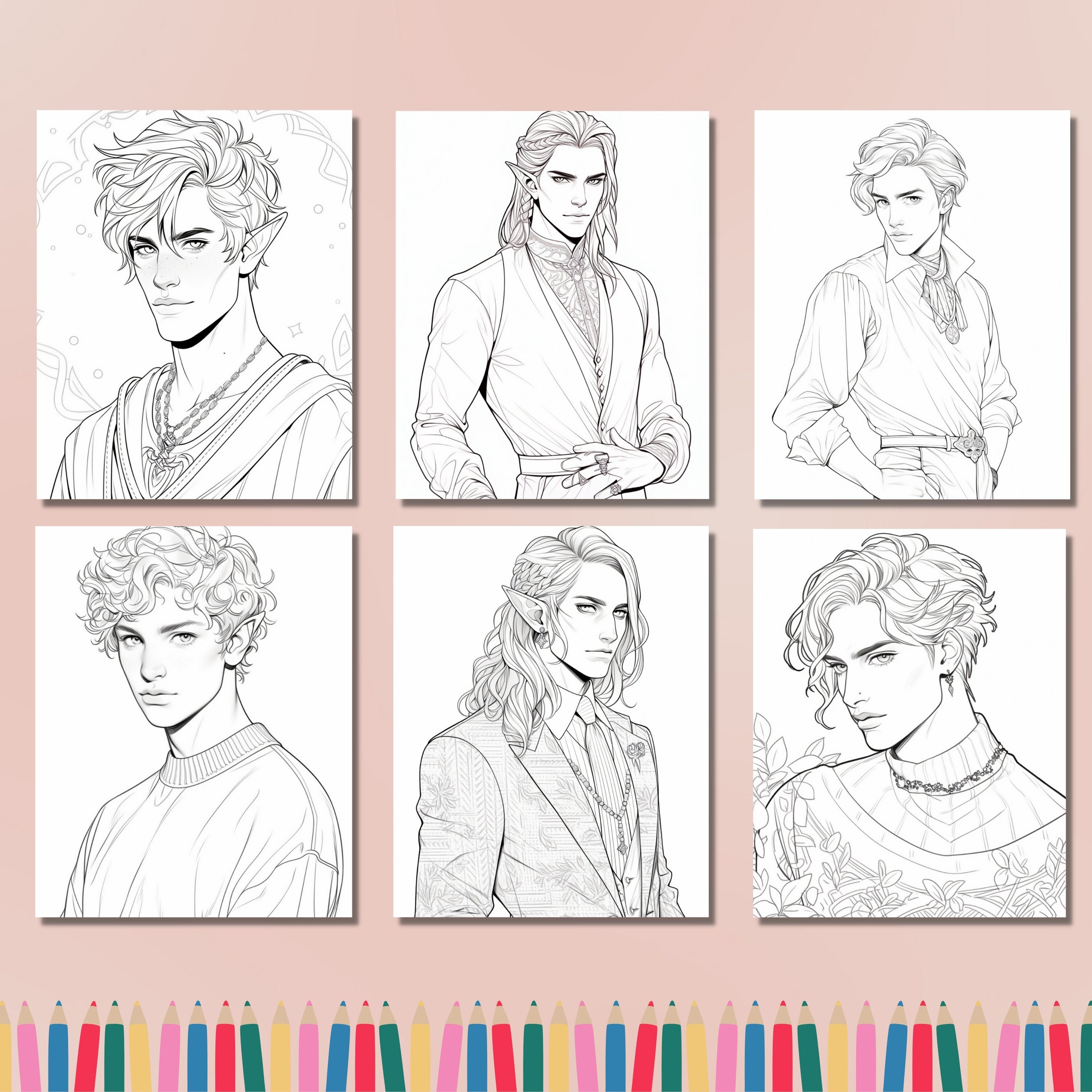85 Anime Male Elves Coloring Book Pages Handsome Coloring, Handsome ...
