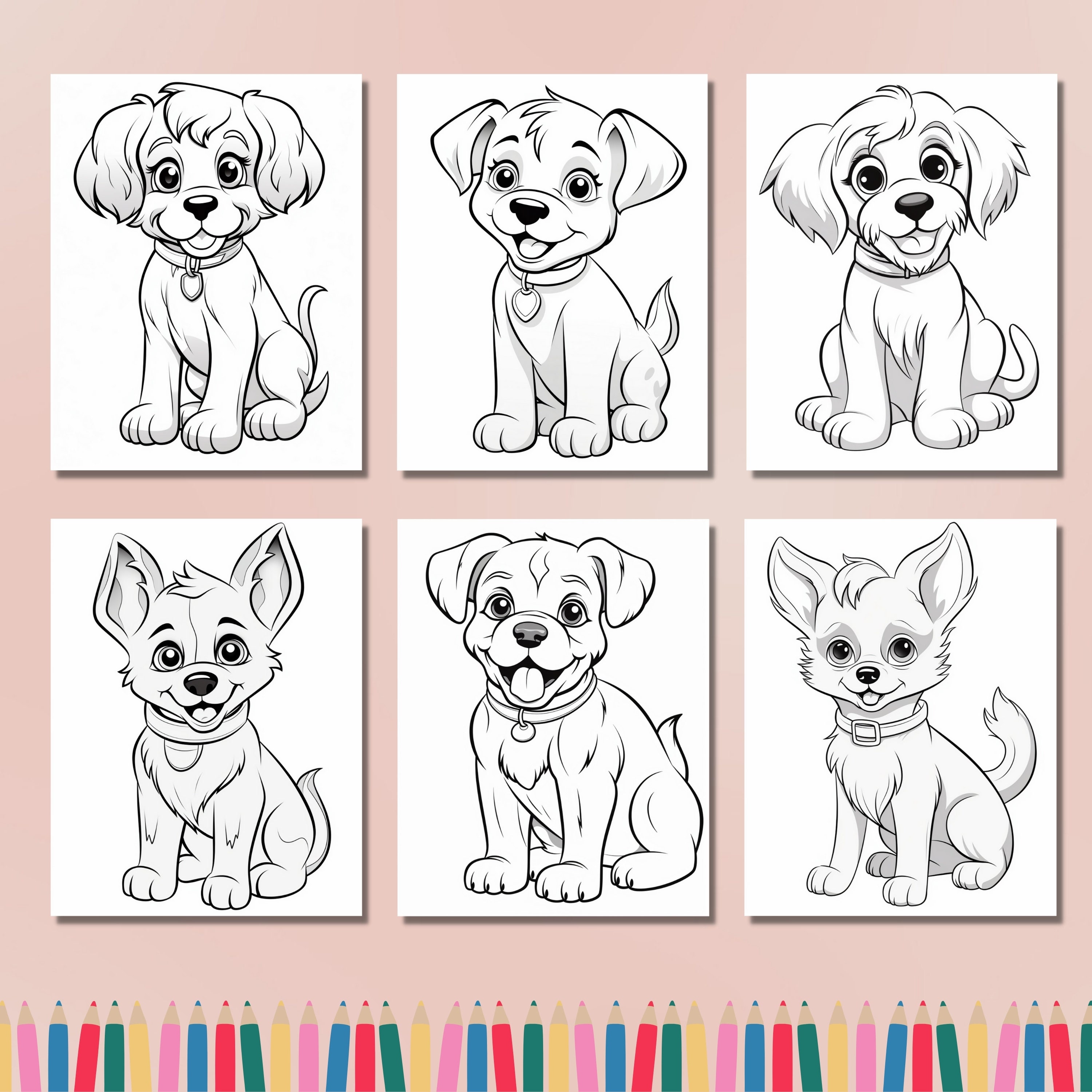 30 Easy Dog Coloring Pages for Kids Toddlers Kawaii Animal Preschoolers ...