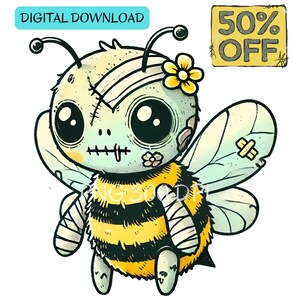 Zombie Bee Clipart: Spooky Kawaii PNG Bundle Digital Sublimation ...