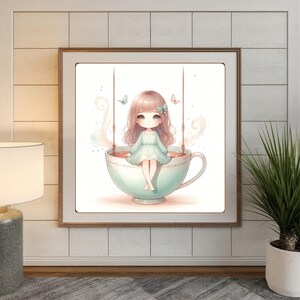 Chibi Girl in Teacup Swing Jpeg | Whimsical Chibi in a Teacup Jpeg ...