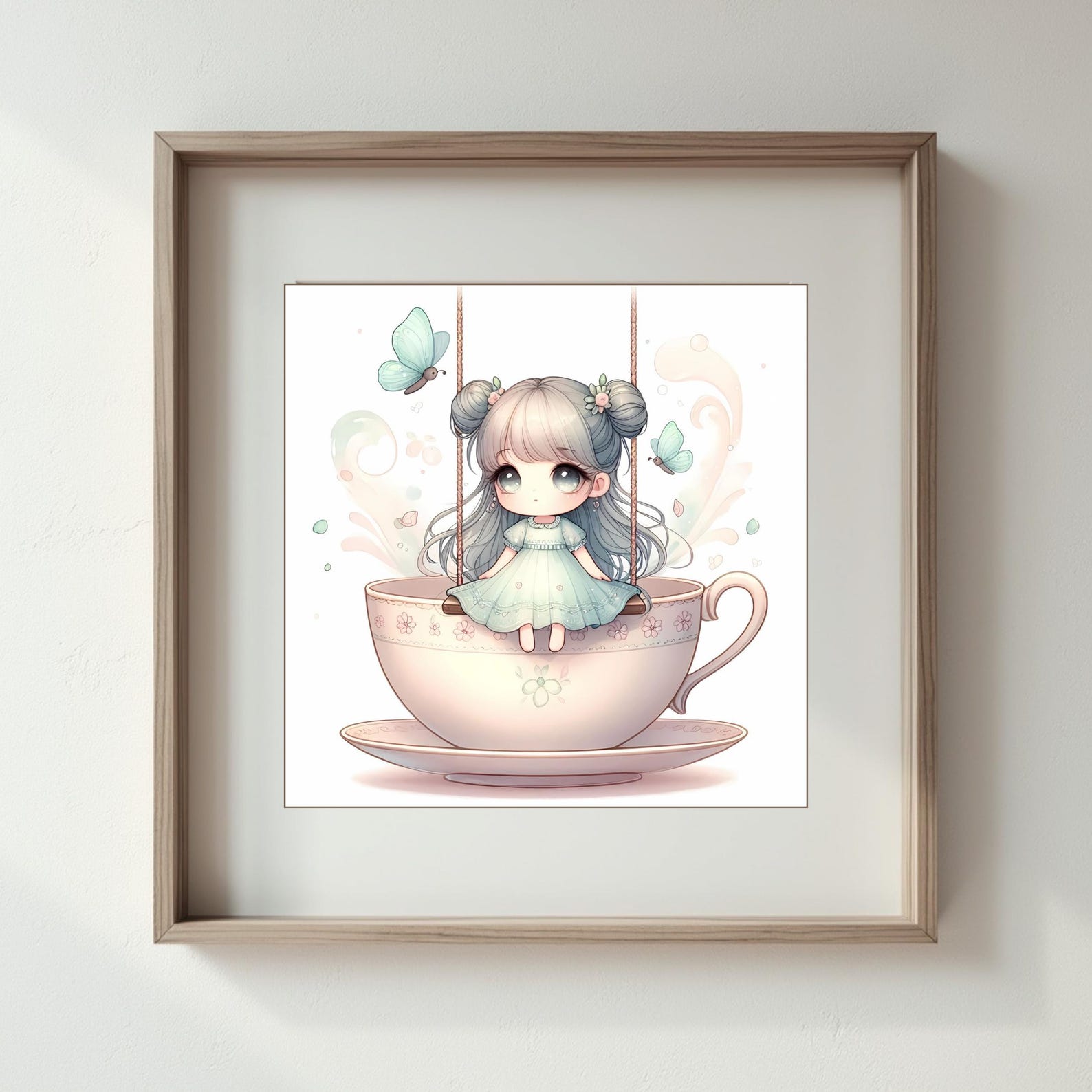 Chibi Girl in Teacup Swing Jpeg | Whimsical Chibi in a Teacup Jpeg ...