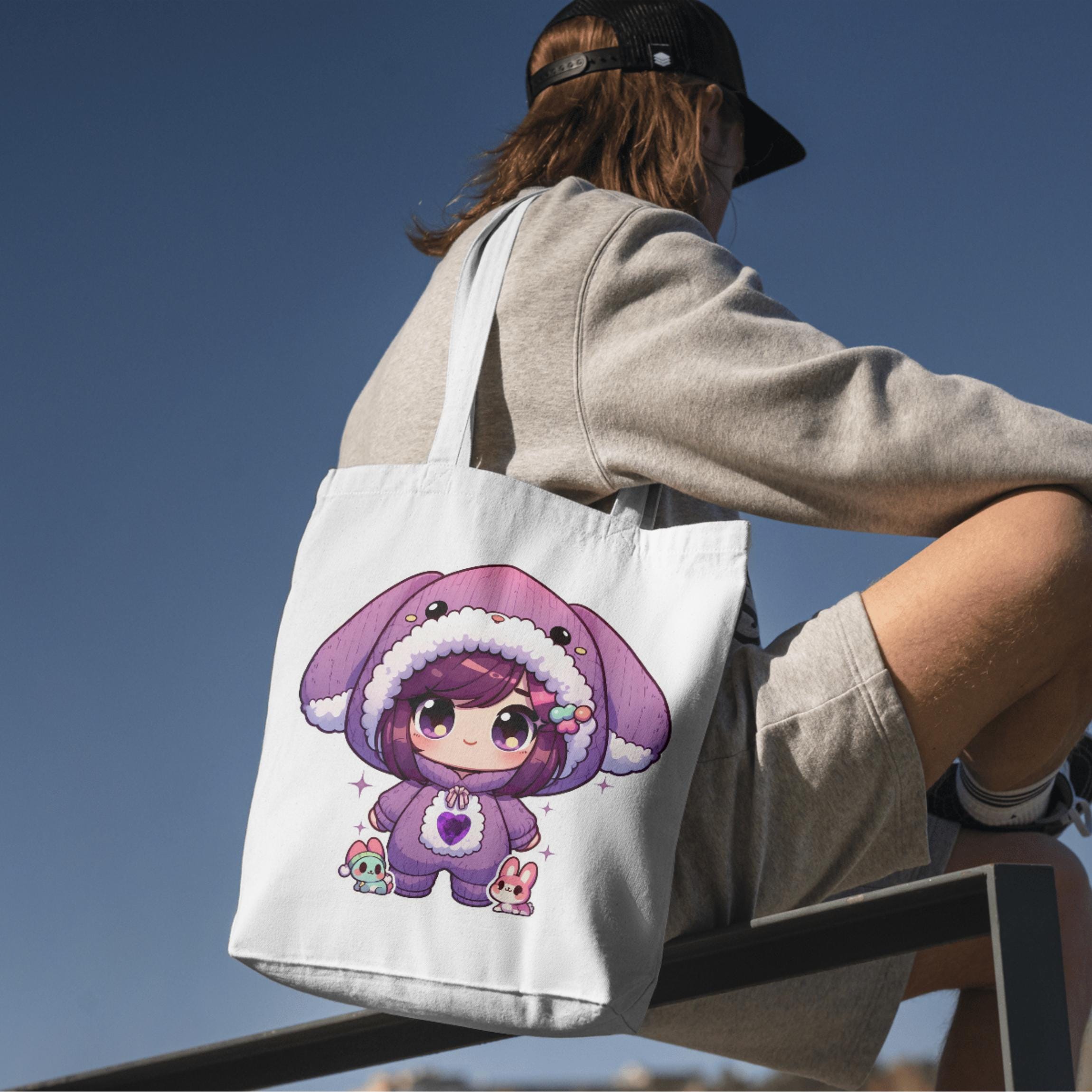 Chibi Bunny in Pajama Outfit Png, Cute Kawaii Purple Bunny Png, Chibi ...