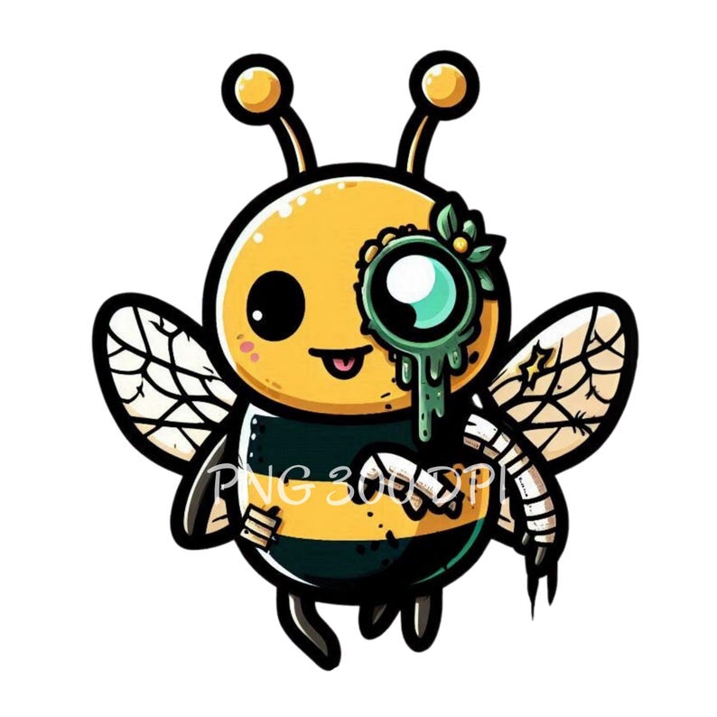 Zombie Bee Clipart: Spooky Kawaii PNG Bundle Digital Sublimation ...