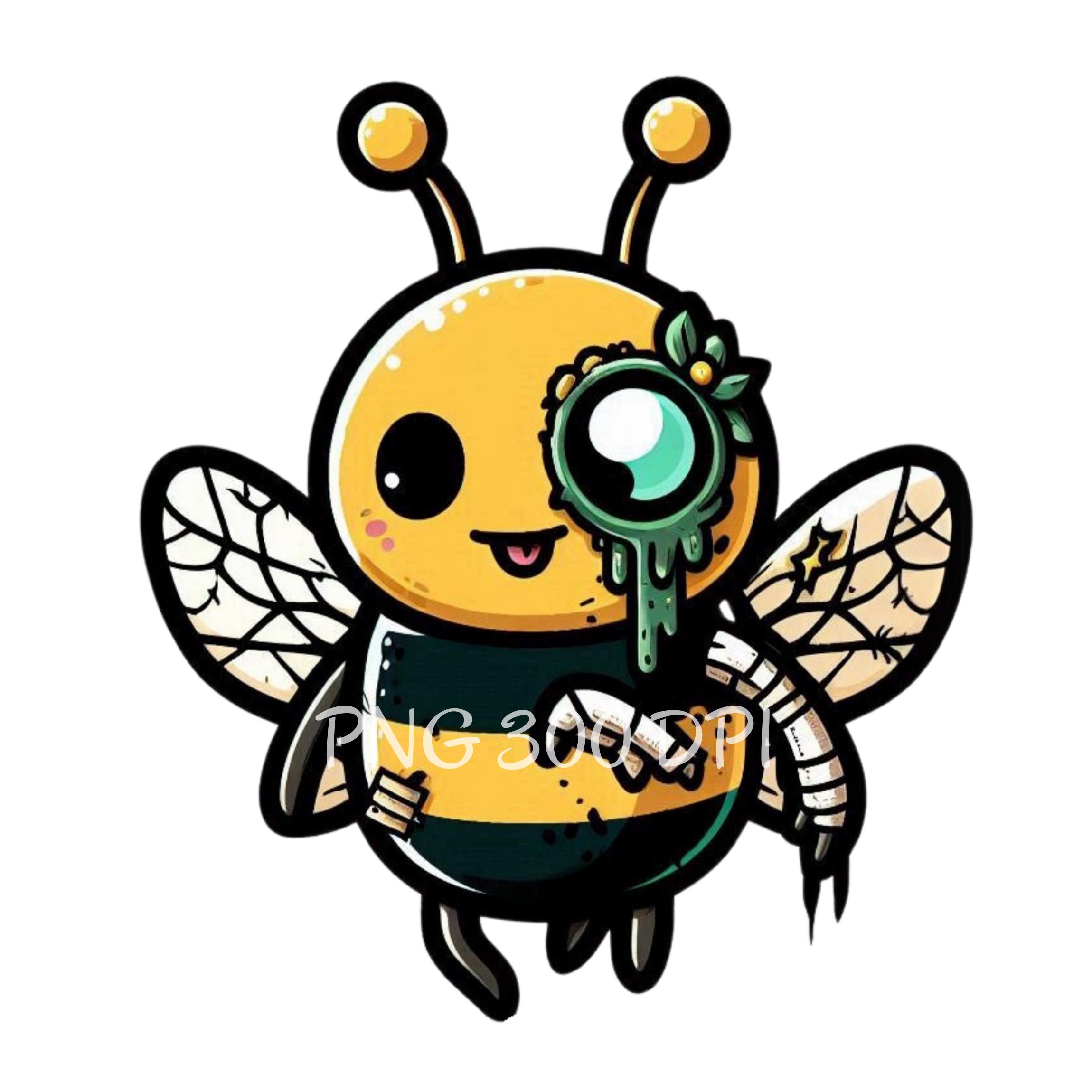 Zombie Bee Clipart: Spooky Kawaii PNG Bundle Digital Sublimation ...