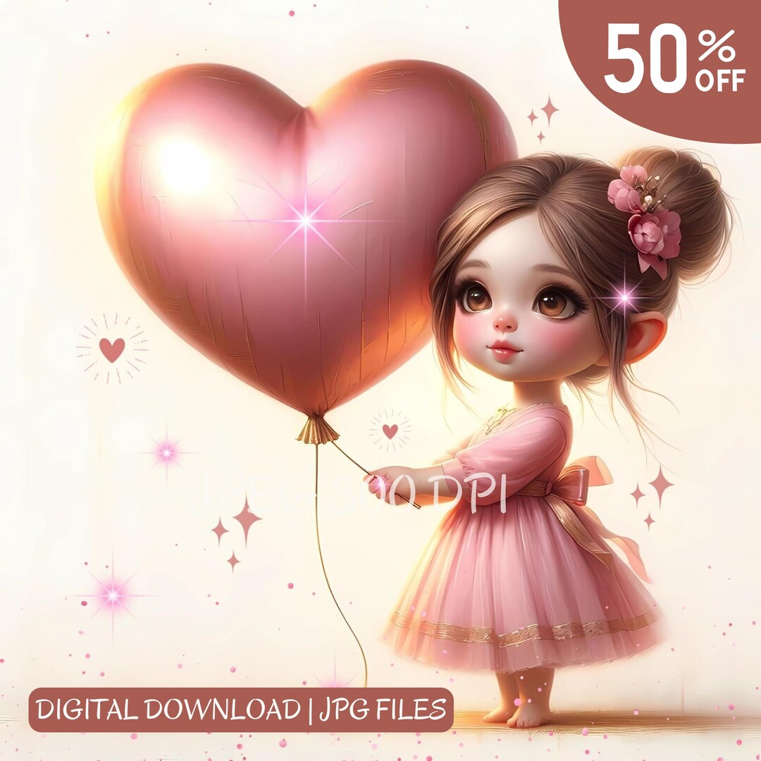 Pink Valentine's Chibi Clipart, Valentine's Chibi Girl With Pink ...