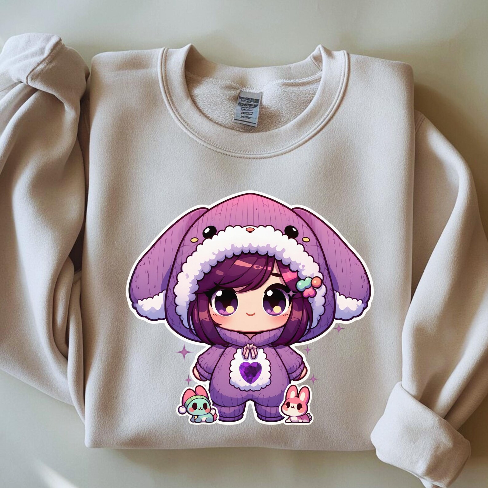 Chibi Bunny in Pajama Outfit Png, Cute Kawaii Purple Bunny Png, Chibi ...