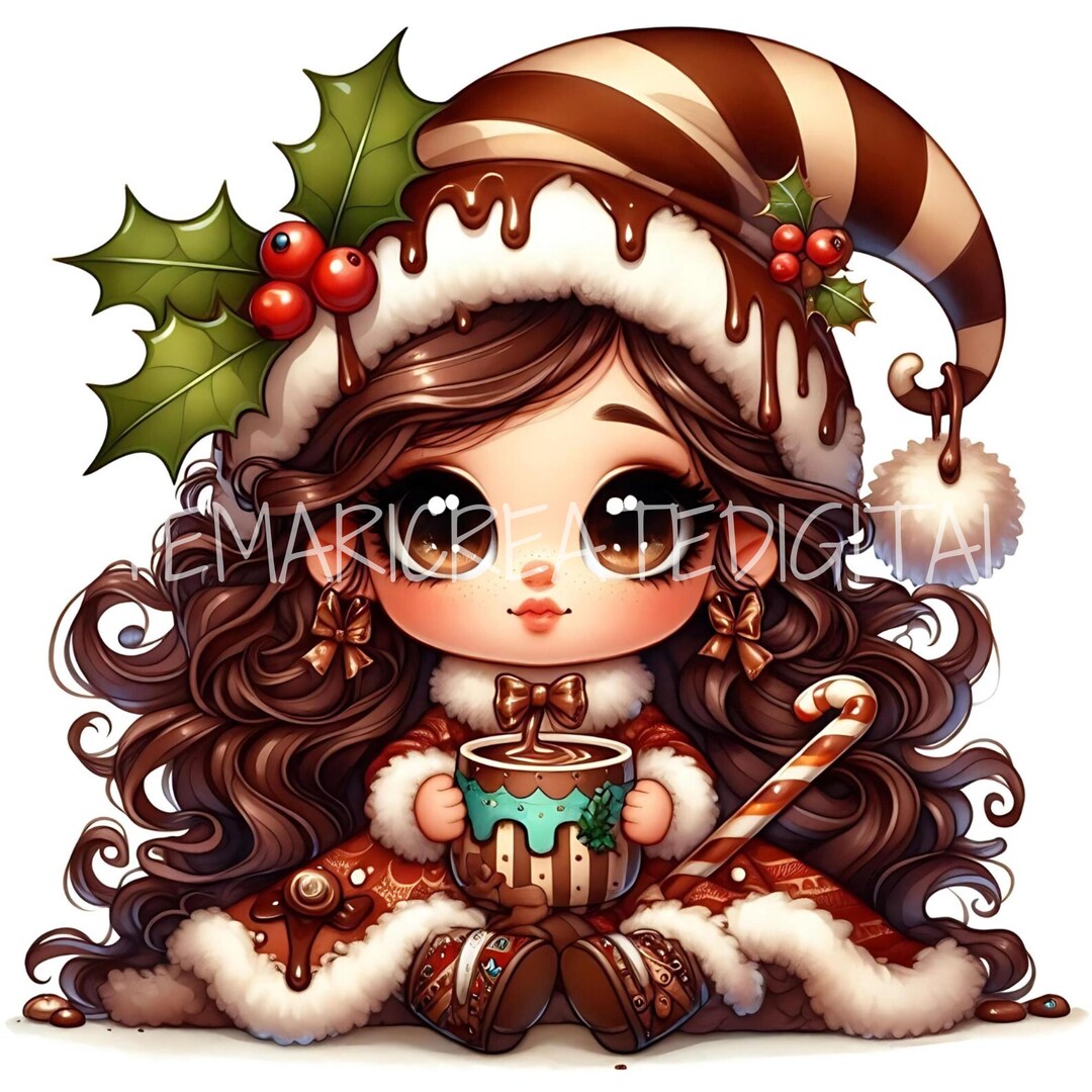 Chibi Cocoa-inspired Doll Illustrations, Set of 2 Jpeg 300DPI, Jpeg ...