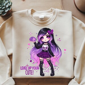 Purple Hair Chibi Girl Gamer Kawaii Chibi Gothic Girl Chibi Gamer Gift ...