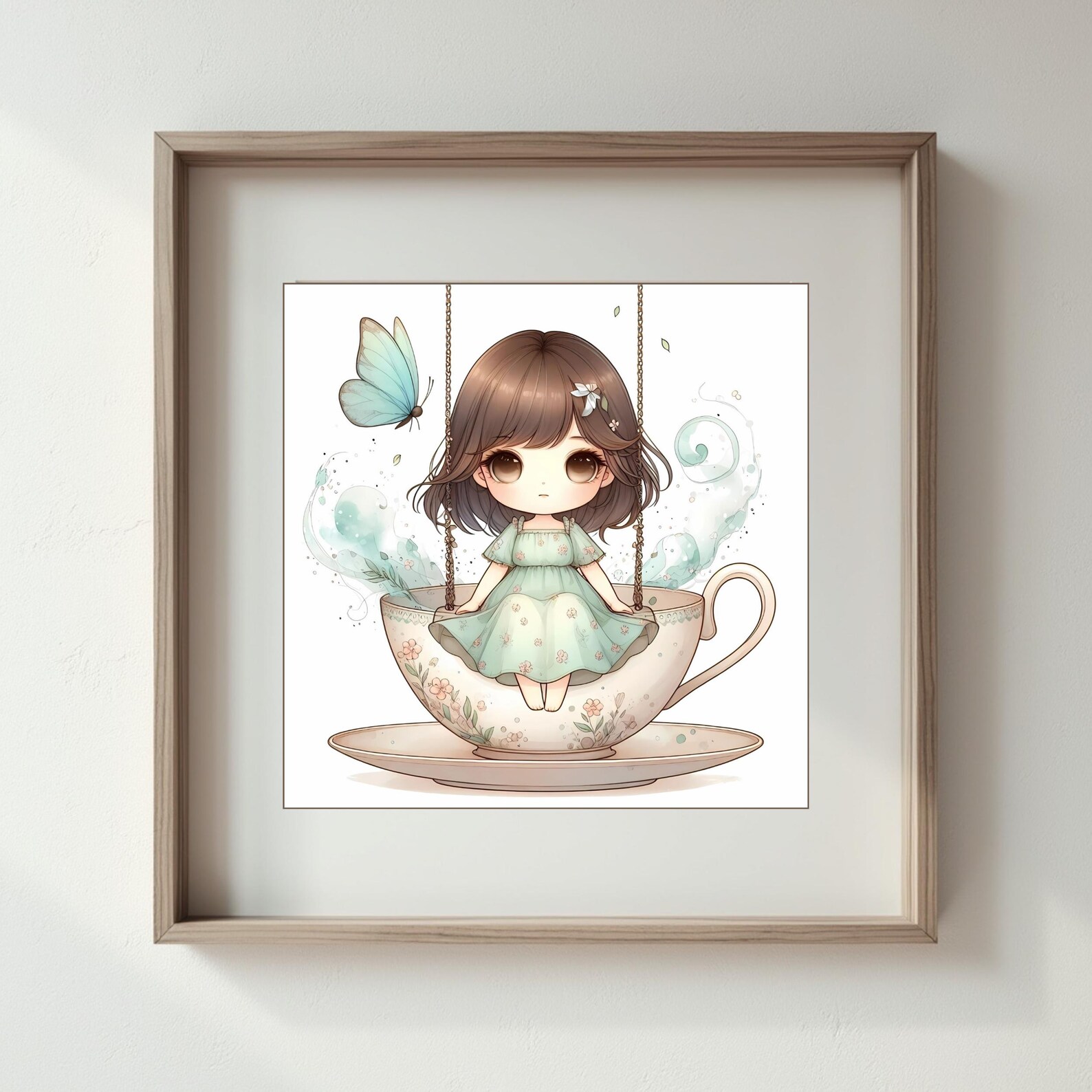 Chibi Girl in Teacup Swing Jpeg | Whimsical Chibi in a Teacup Jpeg ...