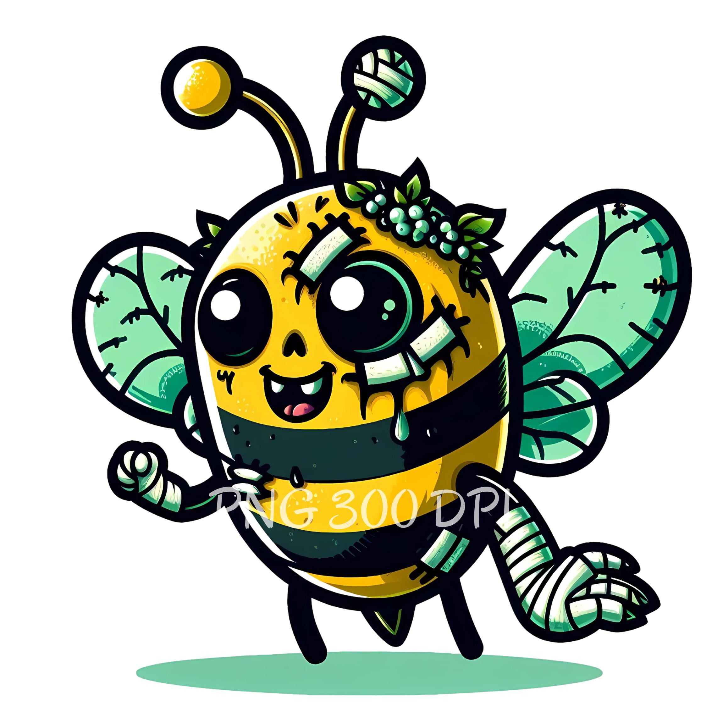 Zombie Bee Clipart: Spooky Kawaii PNG Bundle Digital Sublimation ...